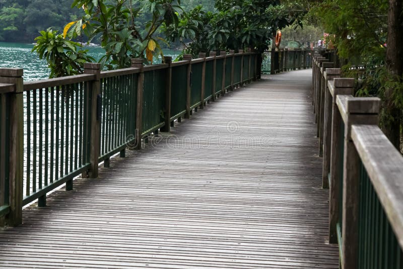 The Walk Way from Wood for Walk in Sun Moon Lake at Taiwan Stock Photo ...