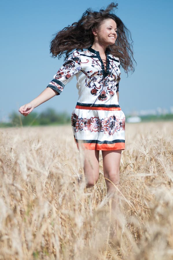 Walk in Wheat Field on Sunny Summer Day. Stock Image - Image of clean ...