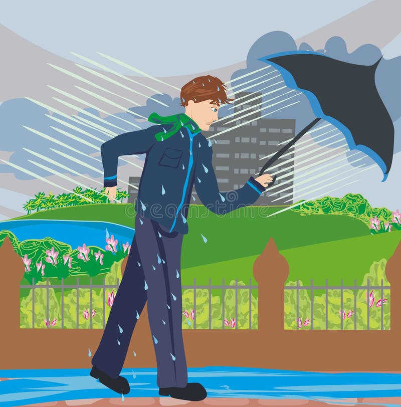 Walk in a windy day stock vector. Illustration of dissatisfaction ...