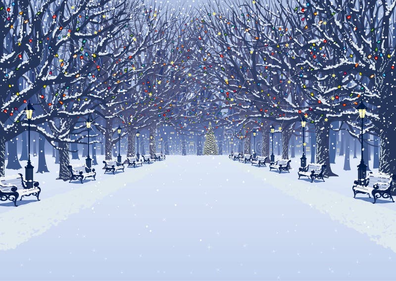 A walk in the winter park stock vector. Illustration of covered - 26160029