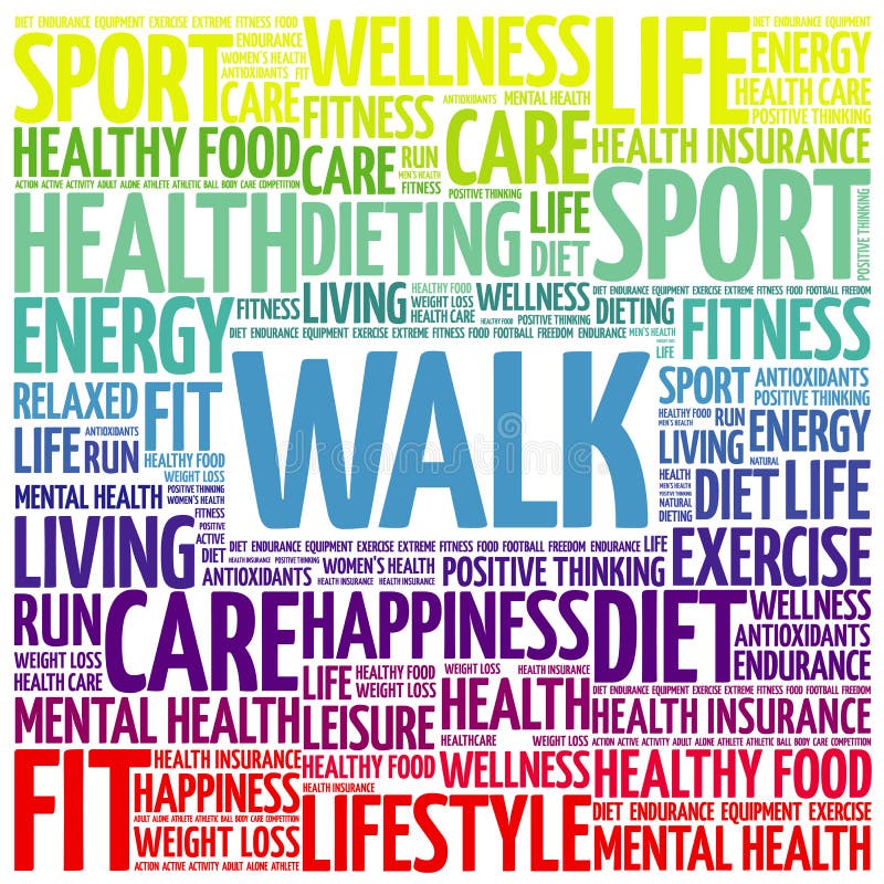 WALK word cloud collage stock illustration. Illustration of calories ...
