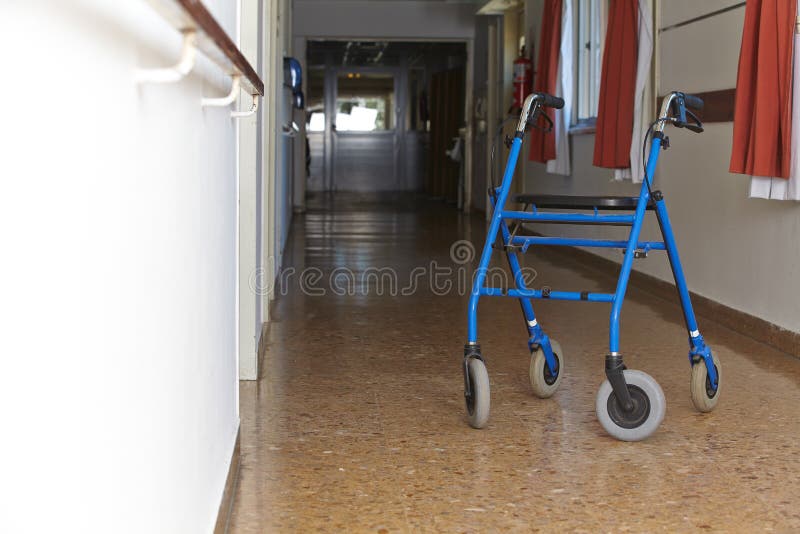 Walker in Floor of a Hospital Stock Image - Image of disability ...