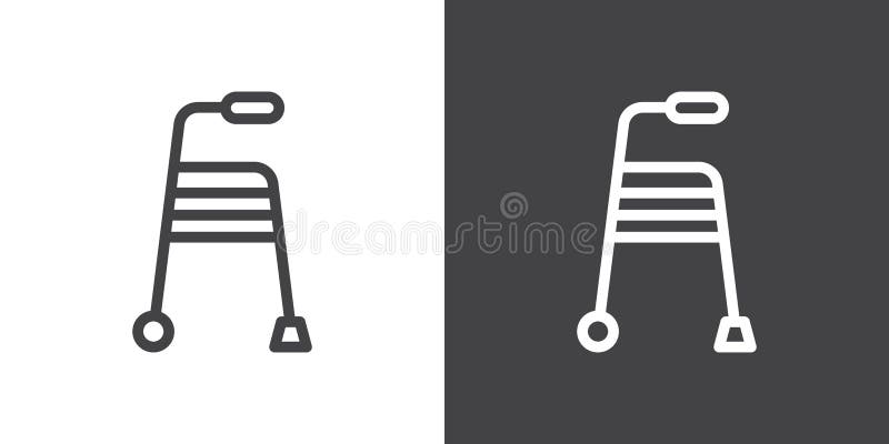 Walker Icon Flat Vector Set Outline Stock Illustration - Illustration ...