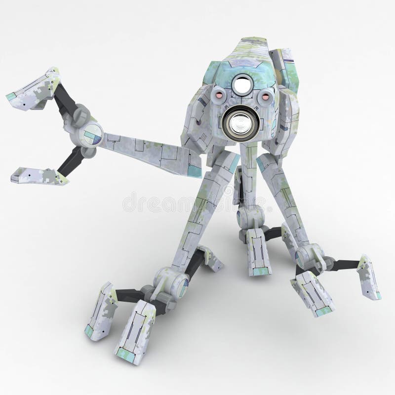Walker Robot, Grey stock illustration. Illustration of rendering - 6371654