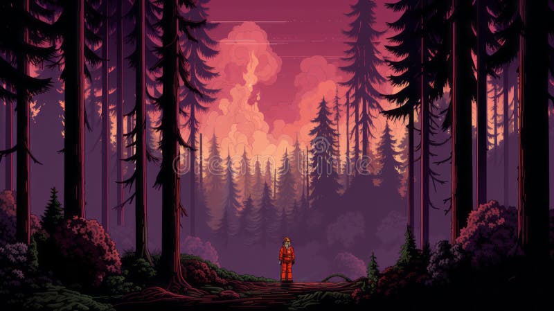 Retrocede 8-bit Cedar Forest: a Pixel Perfect Illustration with ...