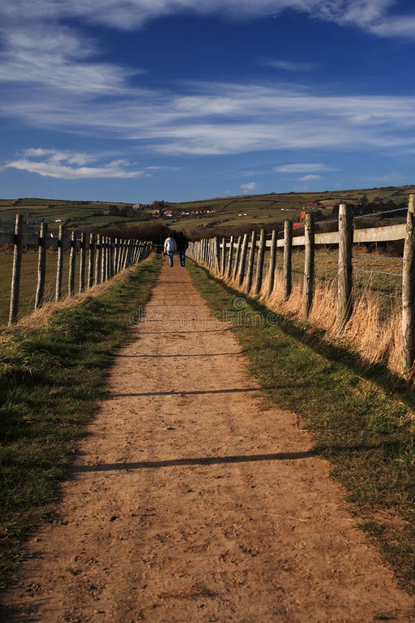 Walkers on the North Yorkshire Coastal Path Stock Image - Image of ...