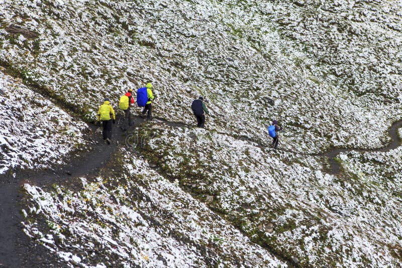 Walkers on the path stock photo. Image of beautiful, landscape - 98688986