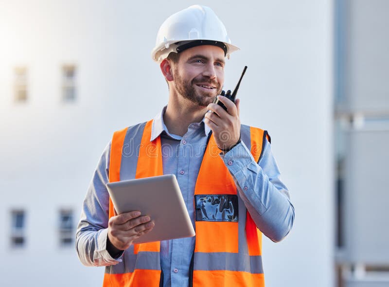 Walkie Talkie of Construction Worker Man for Project Management ...