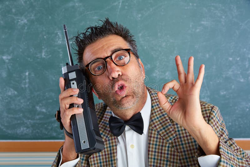 Walkie-talkie Delle Detective Sciocche Del Nerd Retro Immagine Stock ...