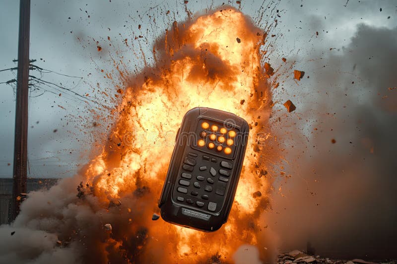 Walkie Talkie Exploding in Flames Explosion Generative AI Stock ...