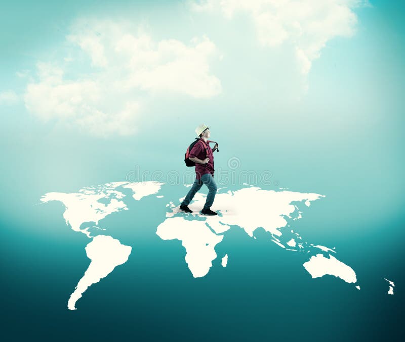 Walking Across the World Map Stock Image - Image of cheap, continents ...