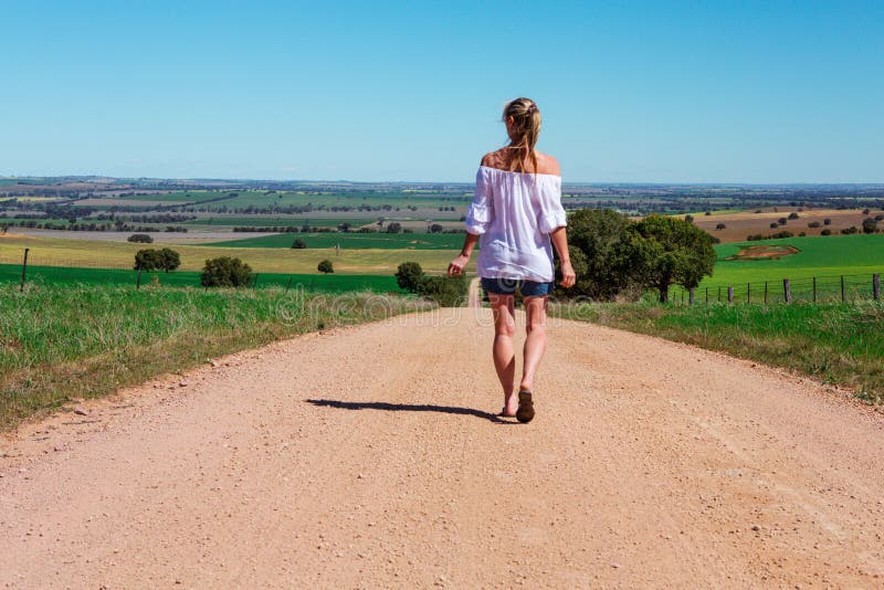 Walking Along Country Roads Stock Photo - Image of central, crops ...