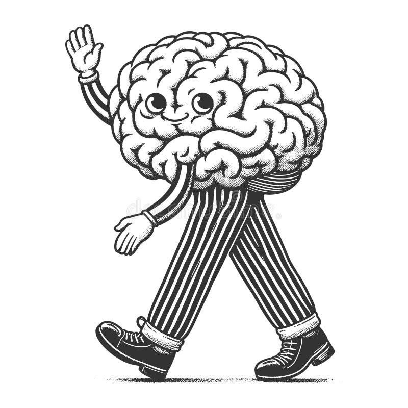 Walking Brain Character in Striped Suit Vector Stock Vector ...