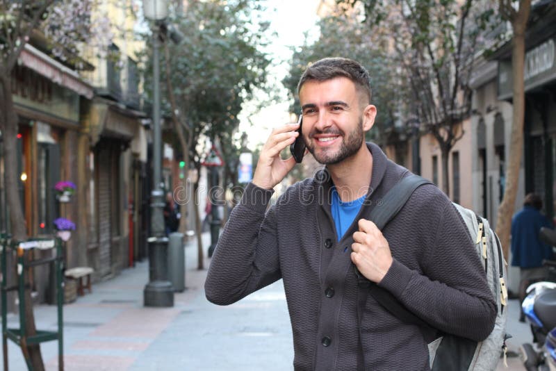 Walking Around the City and Making a Call Stock Image - Image of male ...