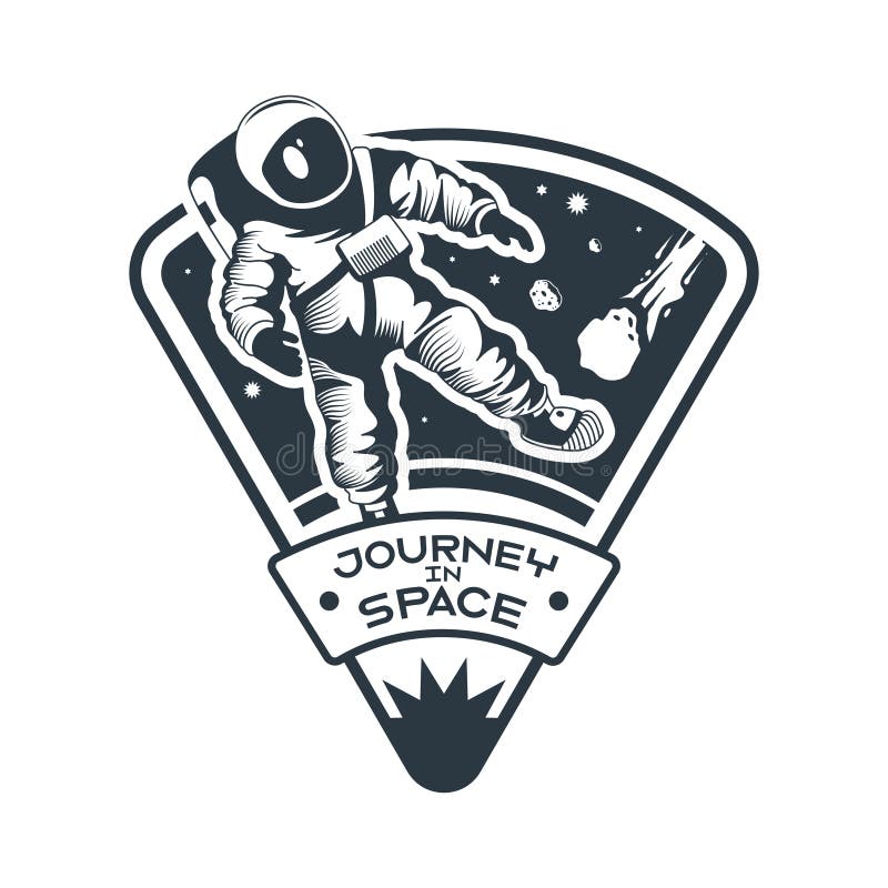 Walking Astronaut Space Emblem Stock Vector - Illustration of saturn ...