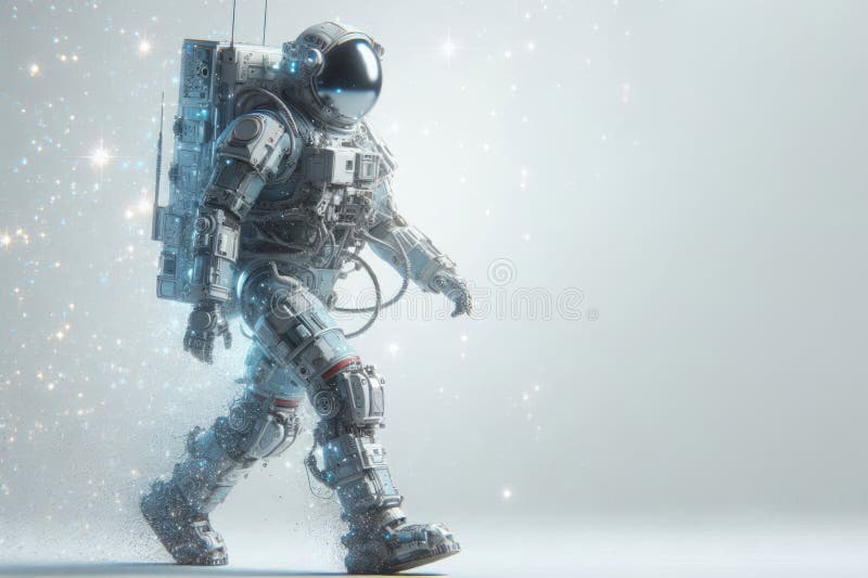 Walking Astronaut in a Space Suit among the Stars. Space for Text ...