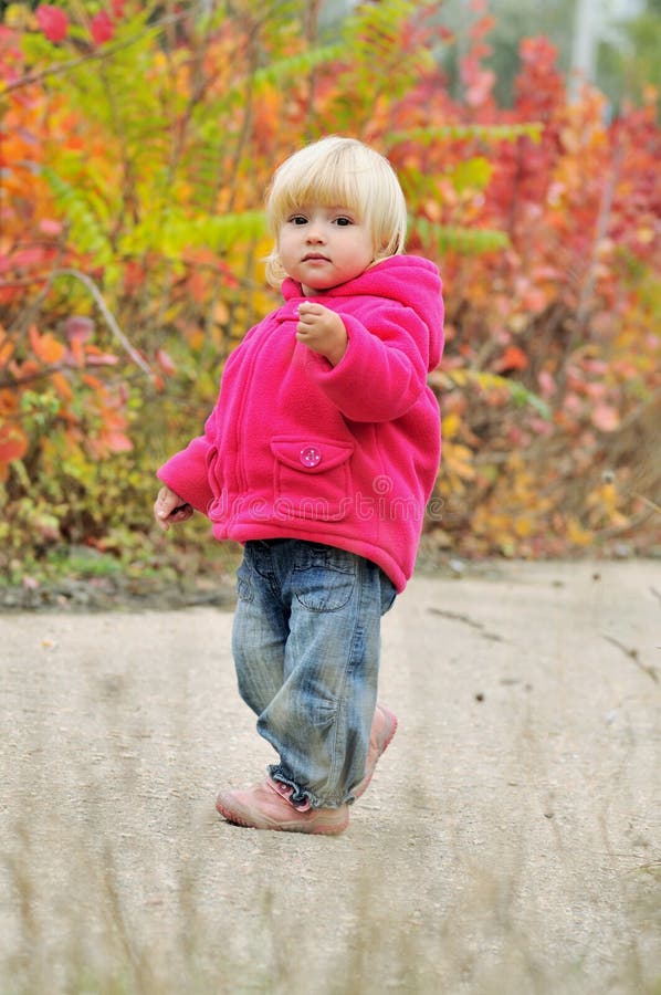 Baby girl walking stock photo. Image of leisure, golden - 11094648