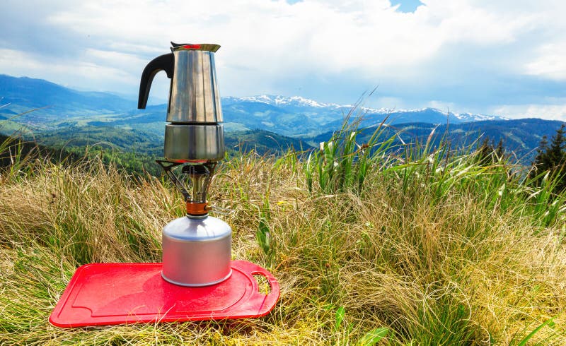 Walking with a Backpack in the Beautiful Mountains. Stock Image - Image ...