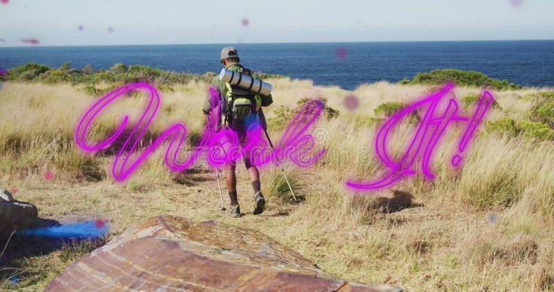 Walking with Backpack, Hiker Exploring Coastal Trail with Animation ...