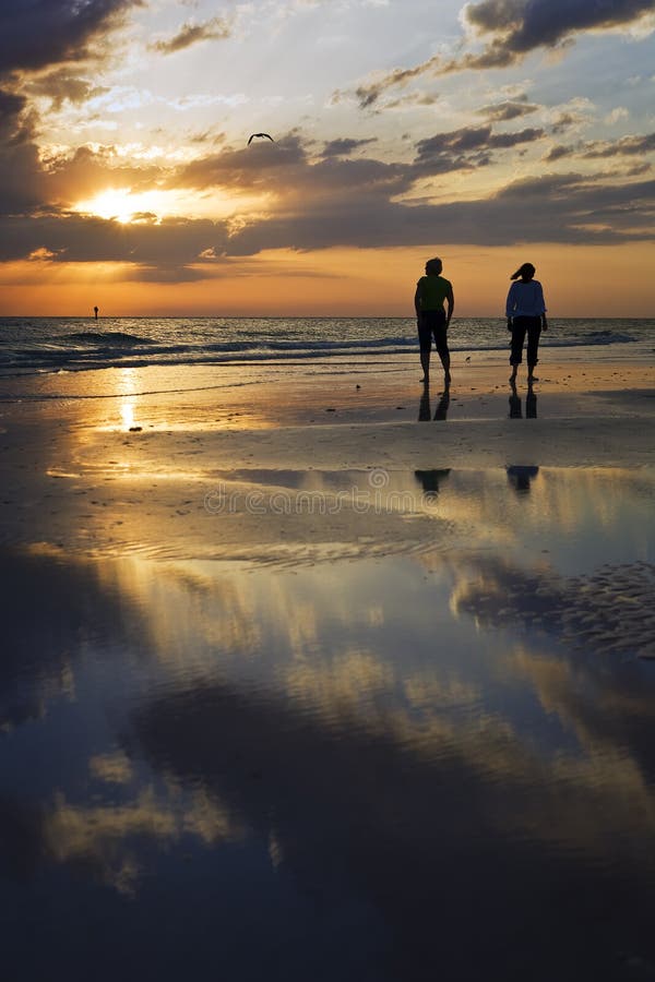 Walking the Beach at Sunset Stock Photo - Image of people, calm: 20511048