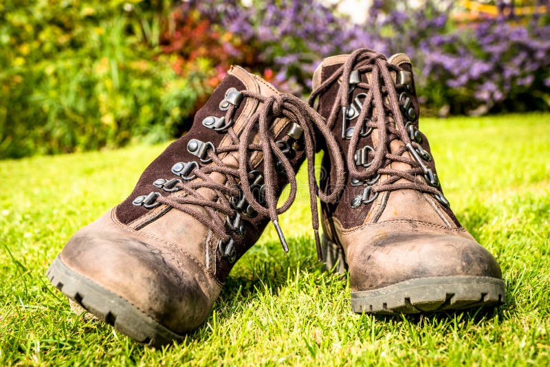 Walking Boots with Eyelet Laces Stock Image - Image of country, boots ...
