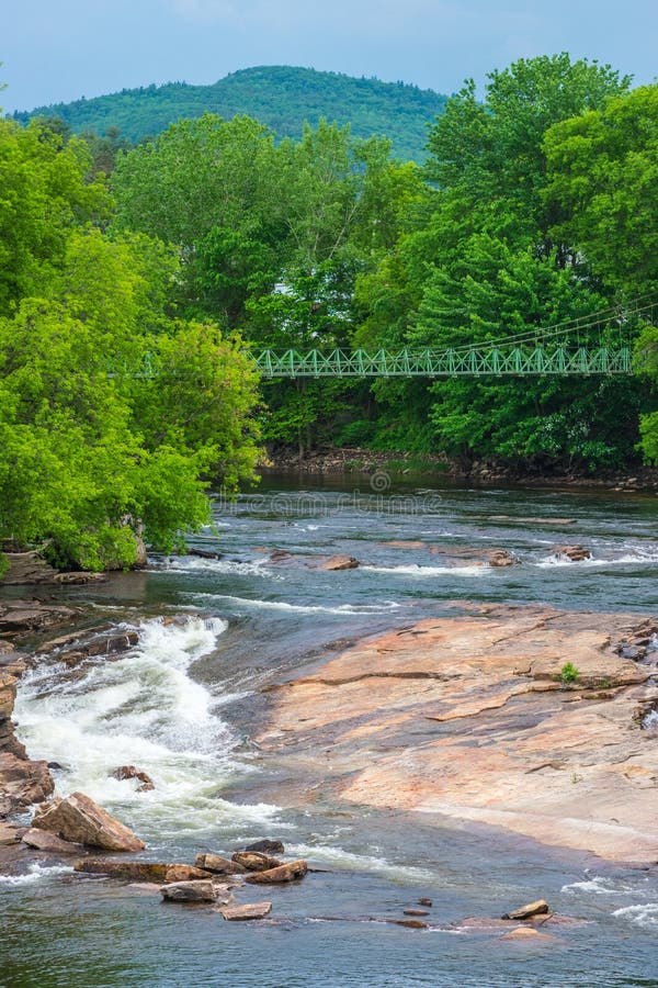 A Walking Bridge Over the Ausable River Stock Image - Image of ...