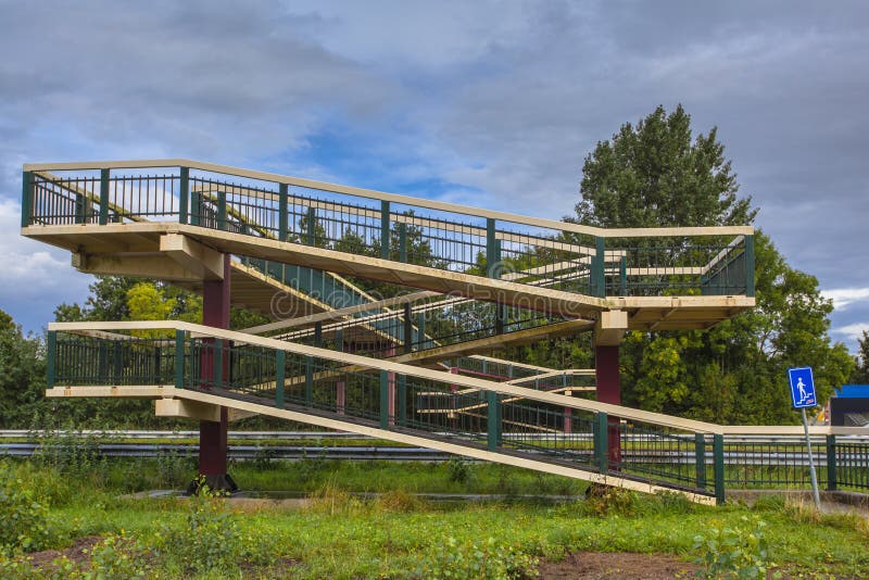 Walking Bridge Over Highway Stock Image - Image of construction, river ...