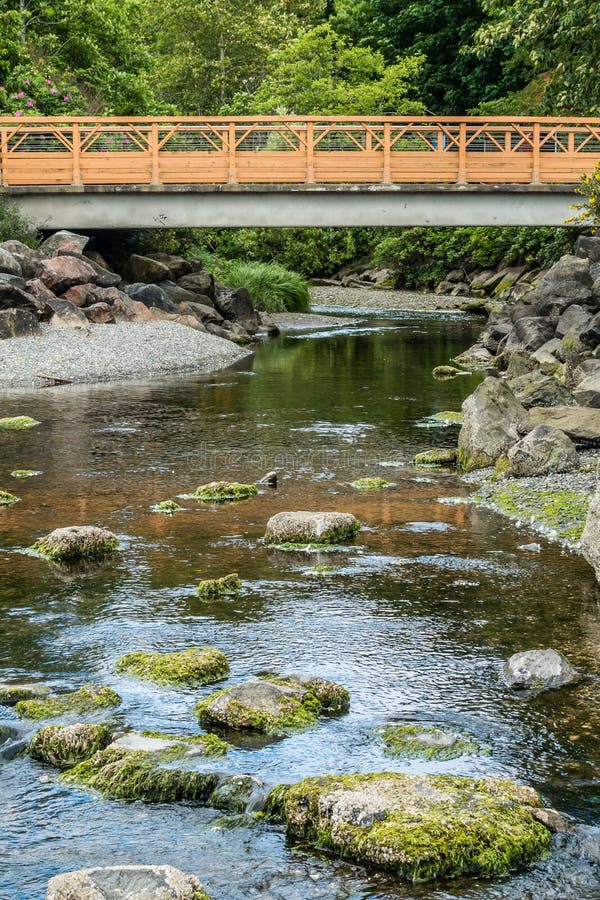 Walking Bridge and Stream 3 Stock Photo - Image of span, architecture ...