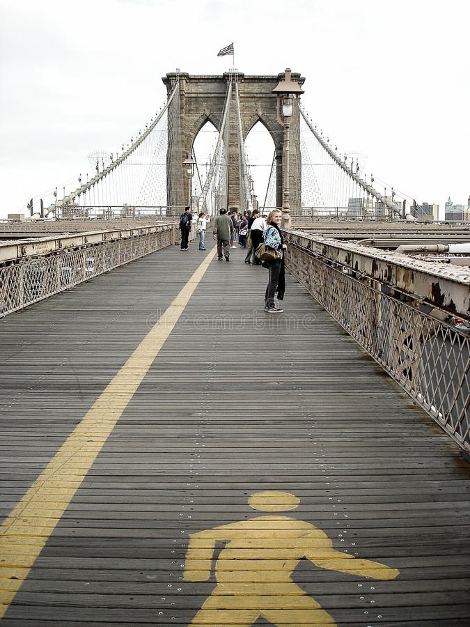 Walking on the Brooklyn Bridge Editorial Stock Image - Image of ...