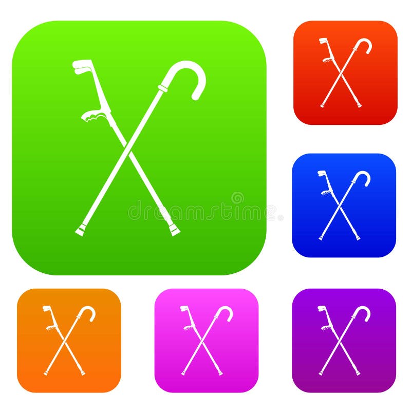 Walking Cane Set Collection Stock Vector - Illustration of crutch ...