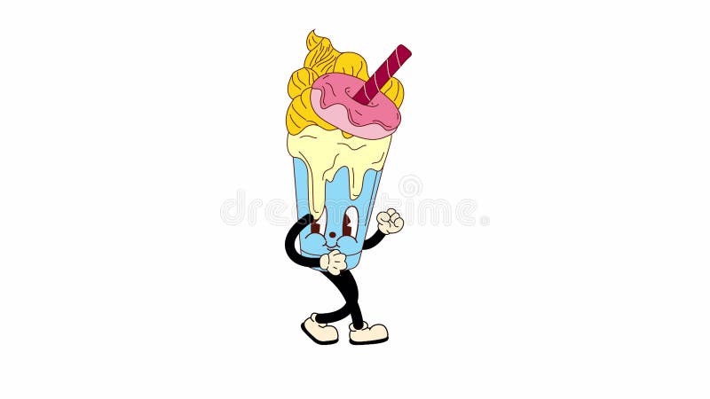 Walking Cartoon Milkshake. Fun and Groovy Animation Stock Footage ...