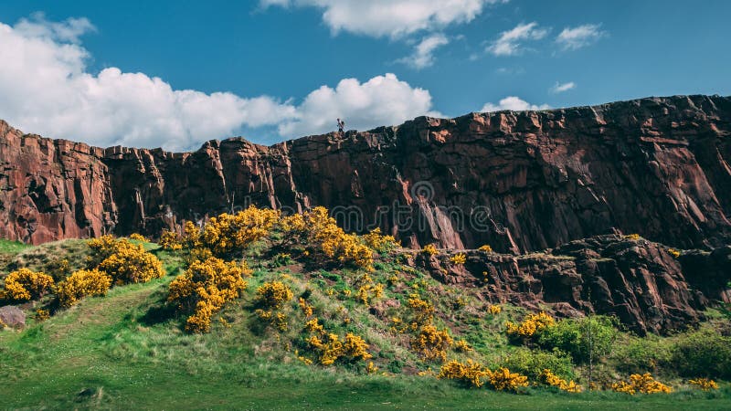 Walking on Cliff, Edinburgh Scotland Stock Image - Image of scotland ...