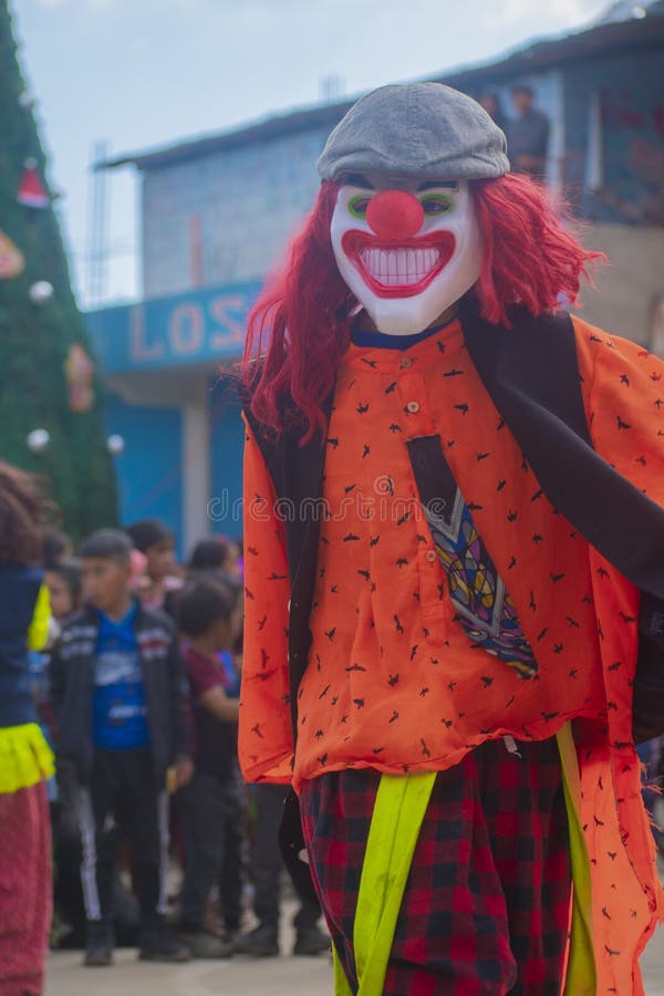 Walking Clown with Smiling Mask Editorial Stock Photo - Image of ...