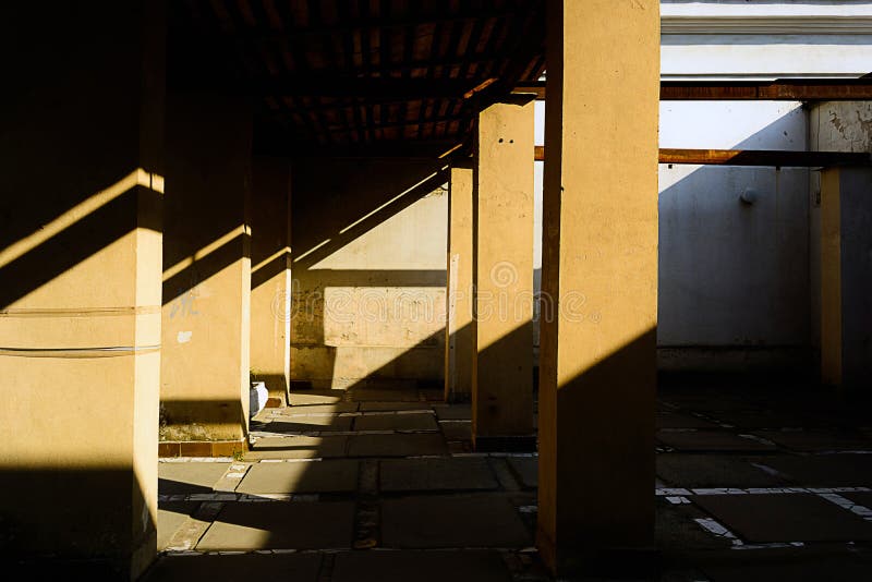 Walking among the Columns at the Ancient City. Light and Shadow ...