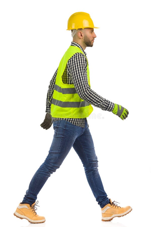 Walking Construction Worker with Rope. Stock Image - Image of helmet ...