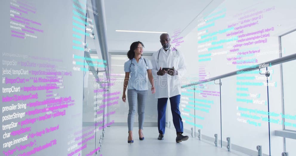 Walking through Corridor, Healthcare Professionals Discussing Patient ...