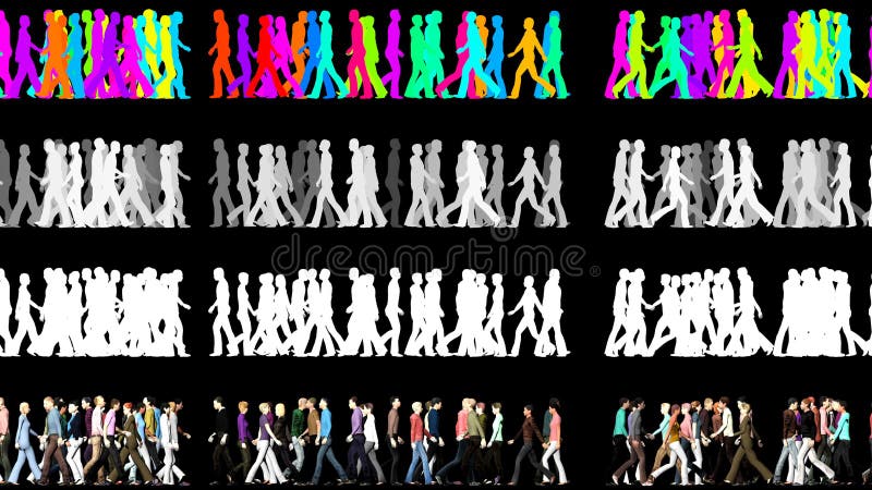 Crowd of People Walking in One Direction - 3D Animation Video Element ...