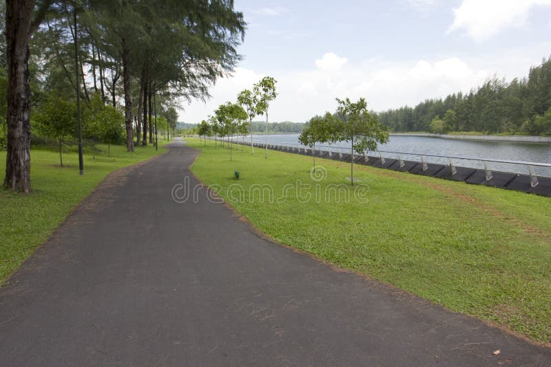 Walking and Cycling Path by the River Stock Photo - Image of ...