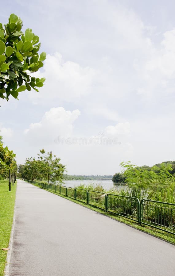Walking and Cycling Path by the River Stock Image - Image of buildings ...