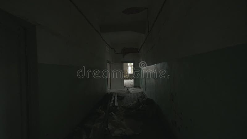 Walking through Dark Corridor in Abandoned Building Stock Video - Video ...