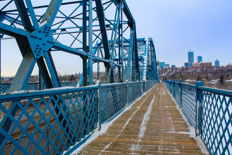Walking on the Dawson Bridge Pathway Stock Image - Image of downtown ...