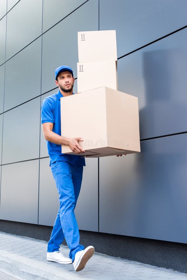 Courier stock photo. Image of delivery, walking, blue - 99748974