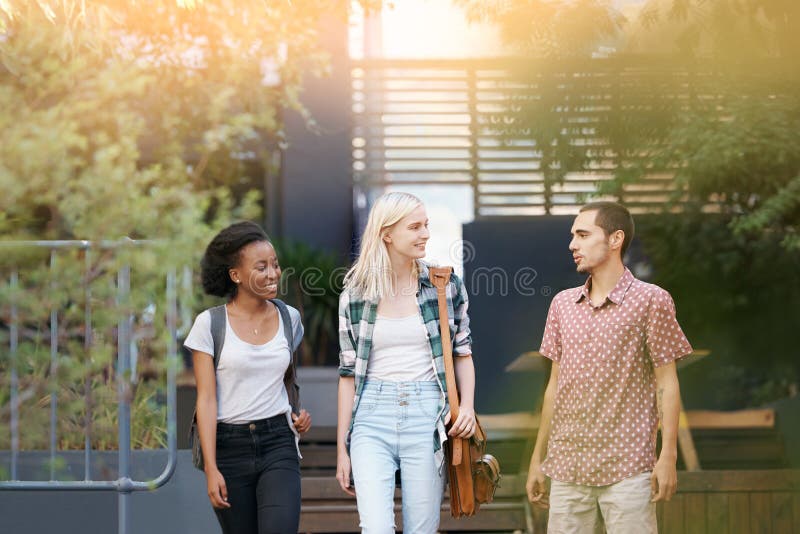 Portrait, Friends and Happy Students at College on Campus Outdoor for ...