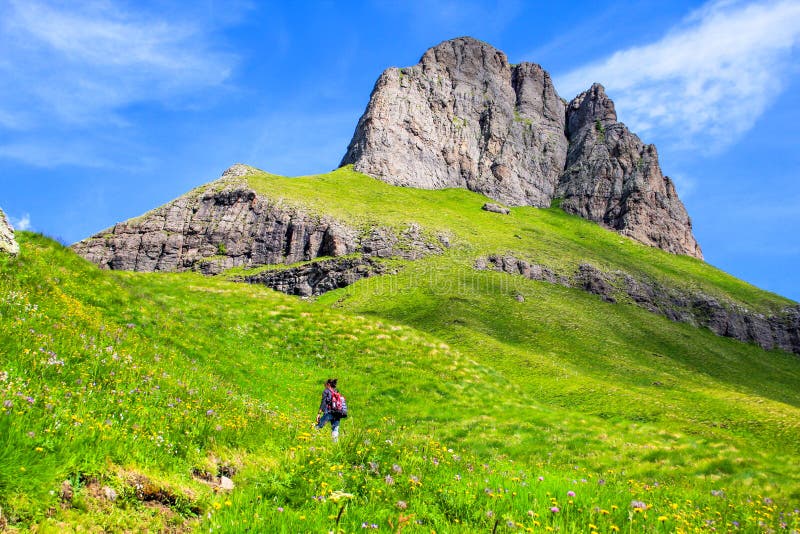 Walking in Dolomites Paths, Italy Stock Image - Image of europe ...