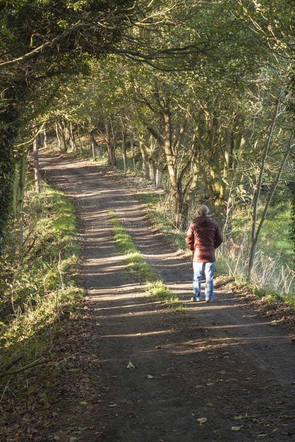 Man Walking Down A Country Lane Stock Image - Image of road, walking ...