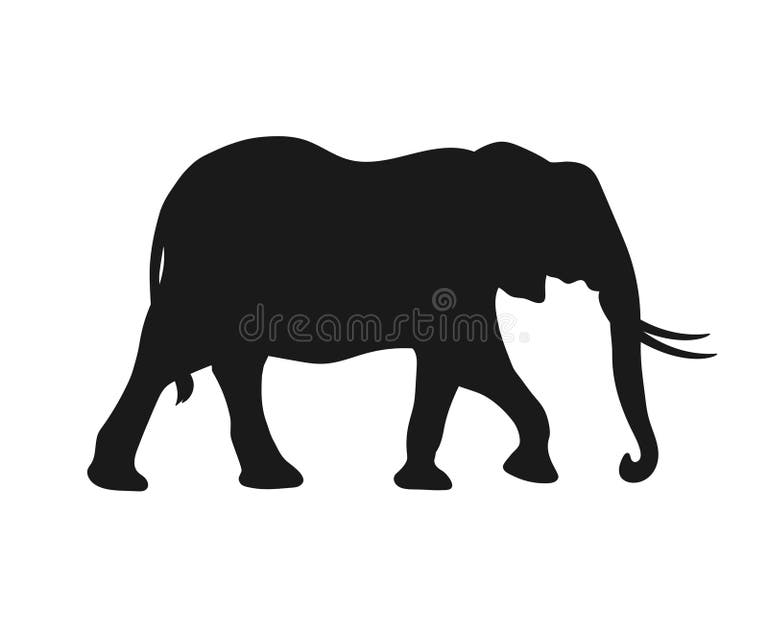 Walking Elephant Silhouette Isolated on White Background. Elephant ...