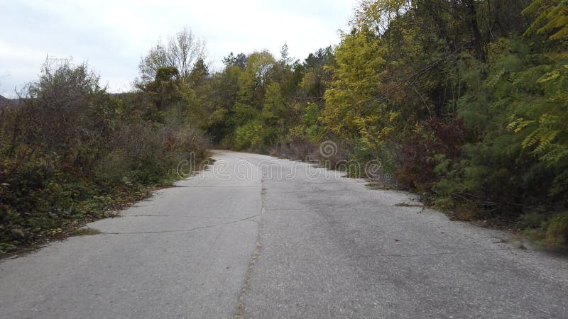 Walking through Empty Old Asphalt Road in Countryside. Stock Footage ...