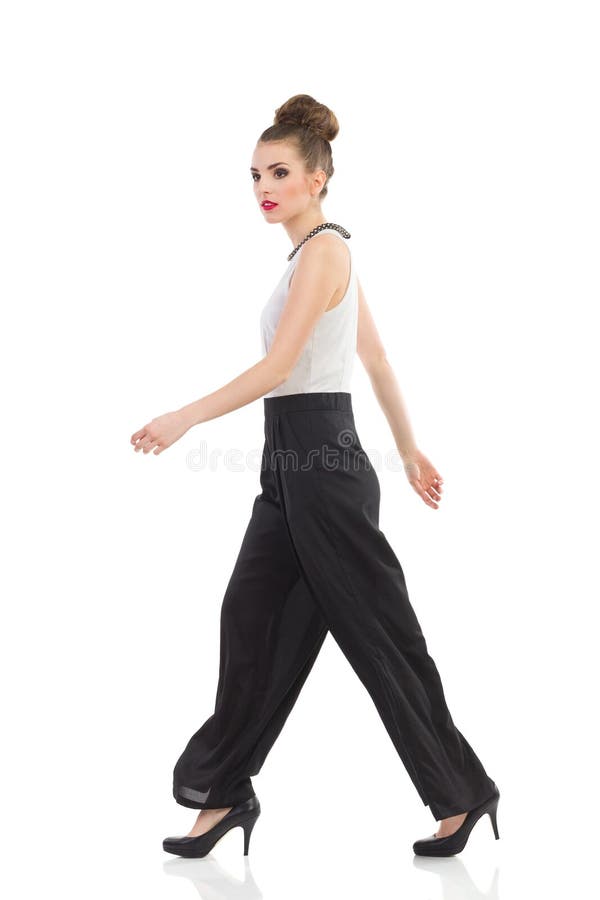 Fashion Model Walking in High Heels Stock Photo - Image of person, full ...