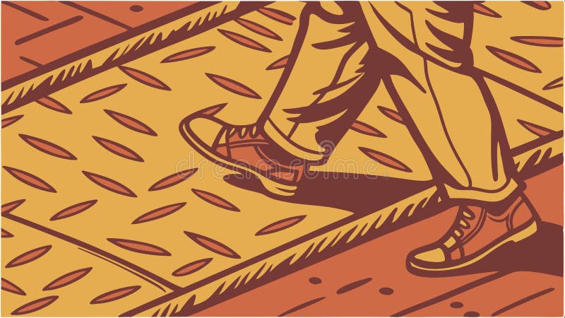 Walking Feet on Patterned Floor, Footsteps and Flooring, Pedestrian ...