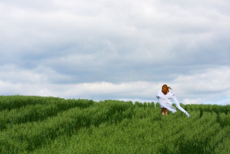 Walking in the field. stock photo. Image of pensive, beautiful - 13373796